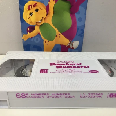Barney Numbers Numbers VHS Video Tape White VCR Sing Along
