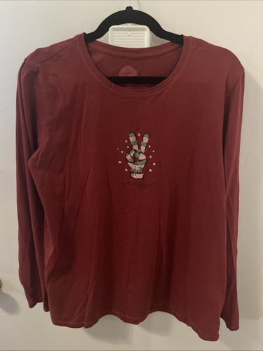 Life Is Good Peace Sign Long Sleeve T-shirt Women’s XL | eBay