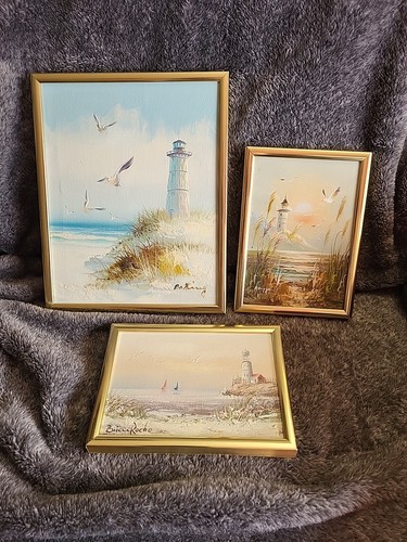 Lot Of Three VTG Seaside Oil Paintings-B Duggan-Brian Roche-Balkring ...