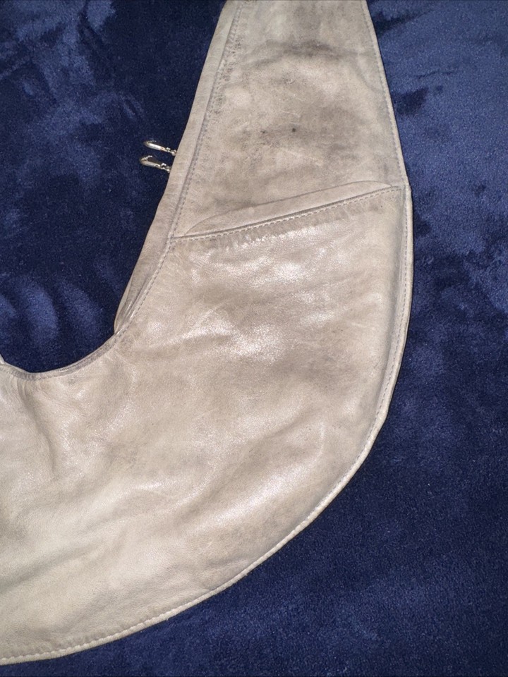 Sash Distressed Gray Leather Boho Sling Crossbody Bag Adjustable Strap ...