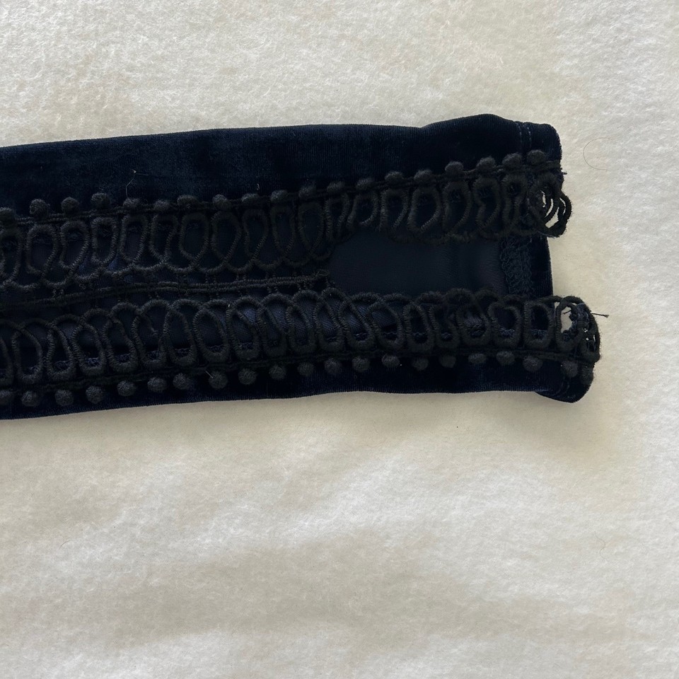 Romeo & Juliet Couture Blue Velvet Mini Dress Lace Trim Sheer SZL ...