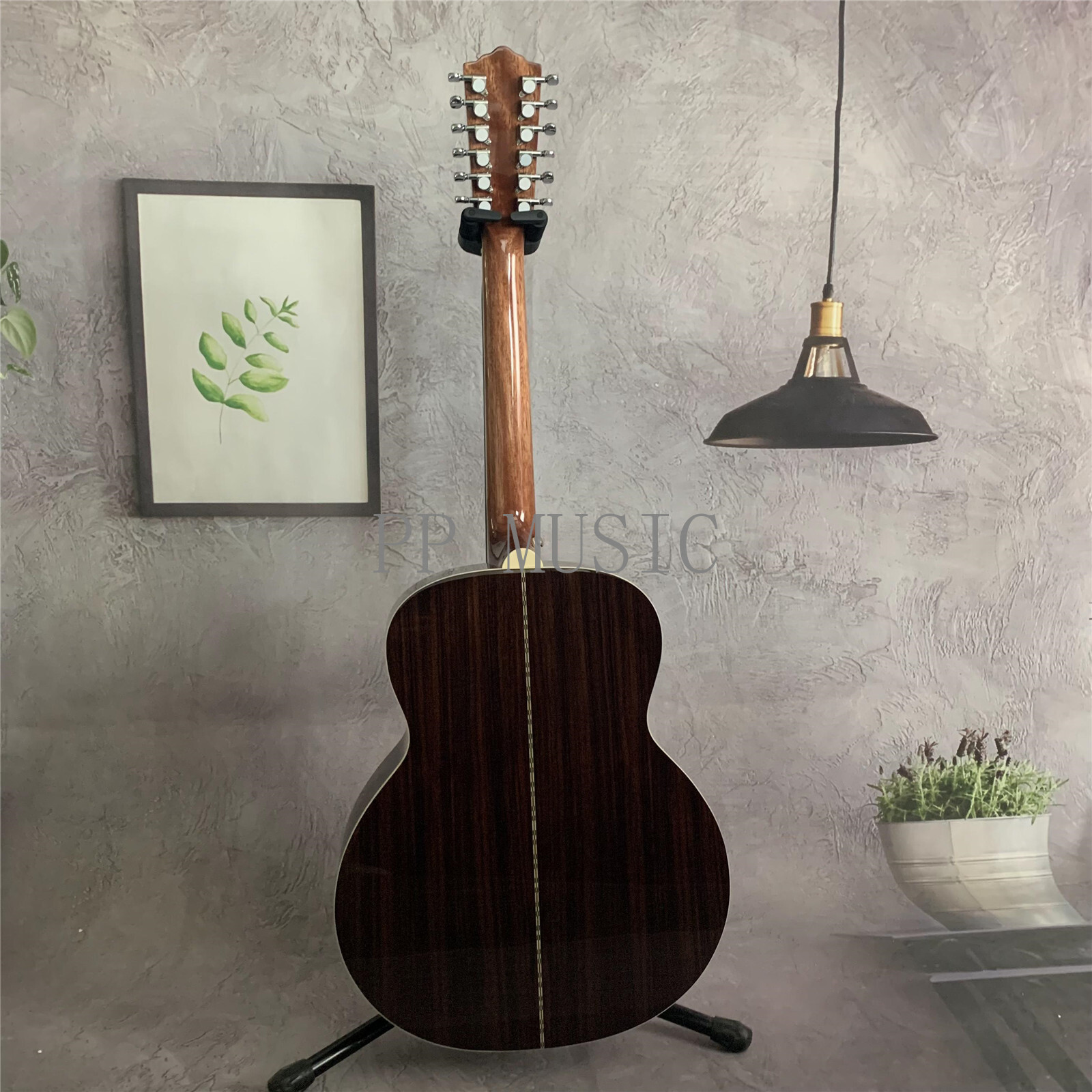 Left Handed Natural Acoustic Guitar 12 String Hollow Body Chrome ...