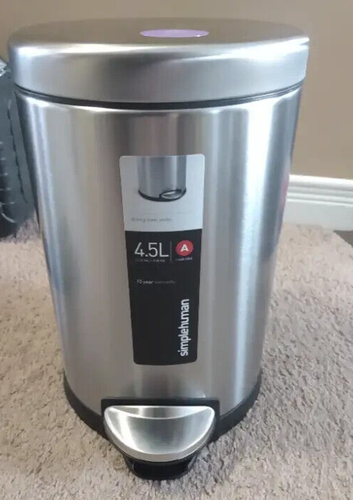 Simplehuman 4.5L Round Pedestal Step Trash Can Brushed Stainless Steel ...
