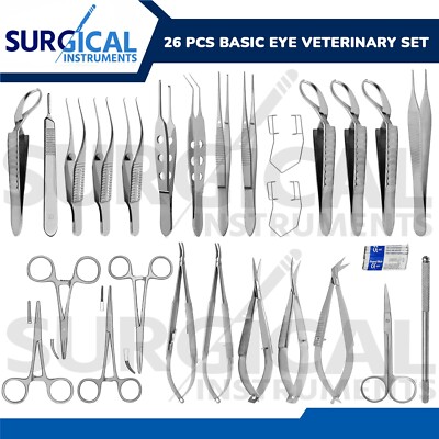 Set of 26 Pcs Basic Eye Veterinary Instrument Kit Stainless Steel ...