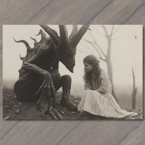POSTCARD Girl Monster Weird Creepy Imaginary Friend Nightmare Scary ...