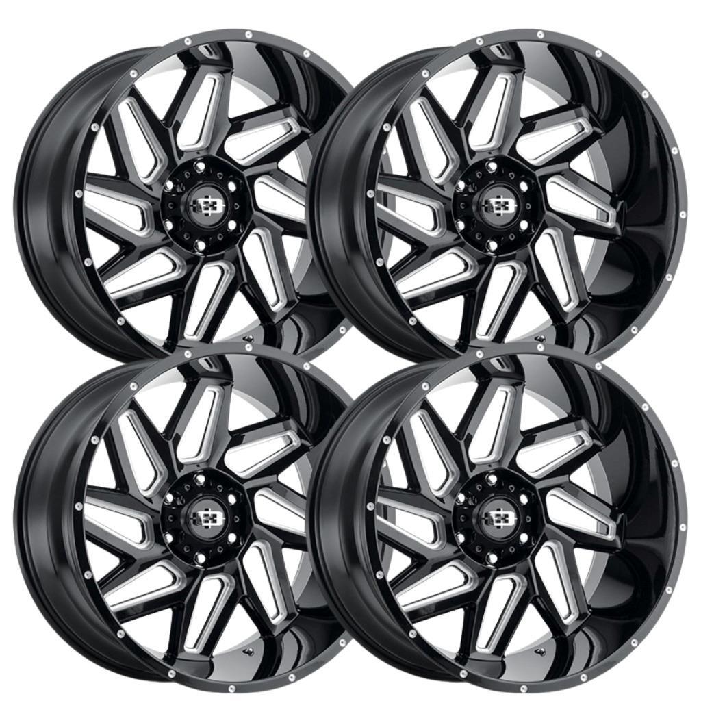 (Set-4) Vision 361 Spyder 17x9 8x6.5 12mm Black Milled Wheels Rims 17 ...