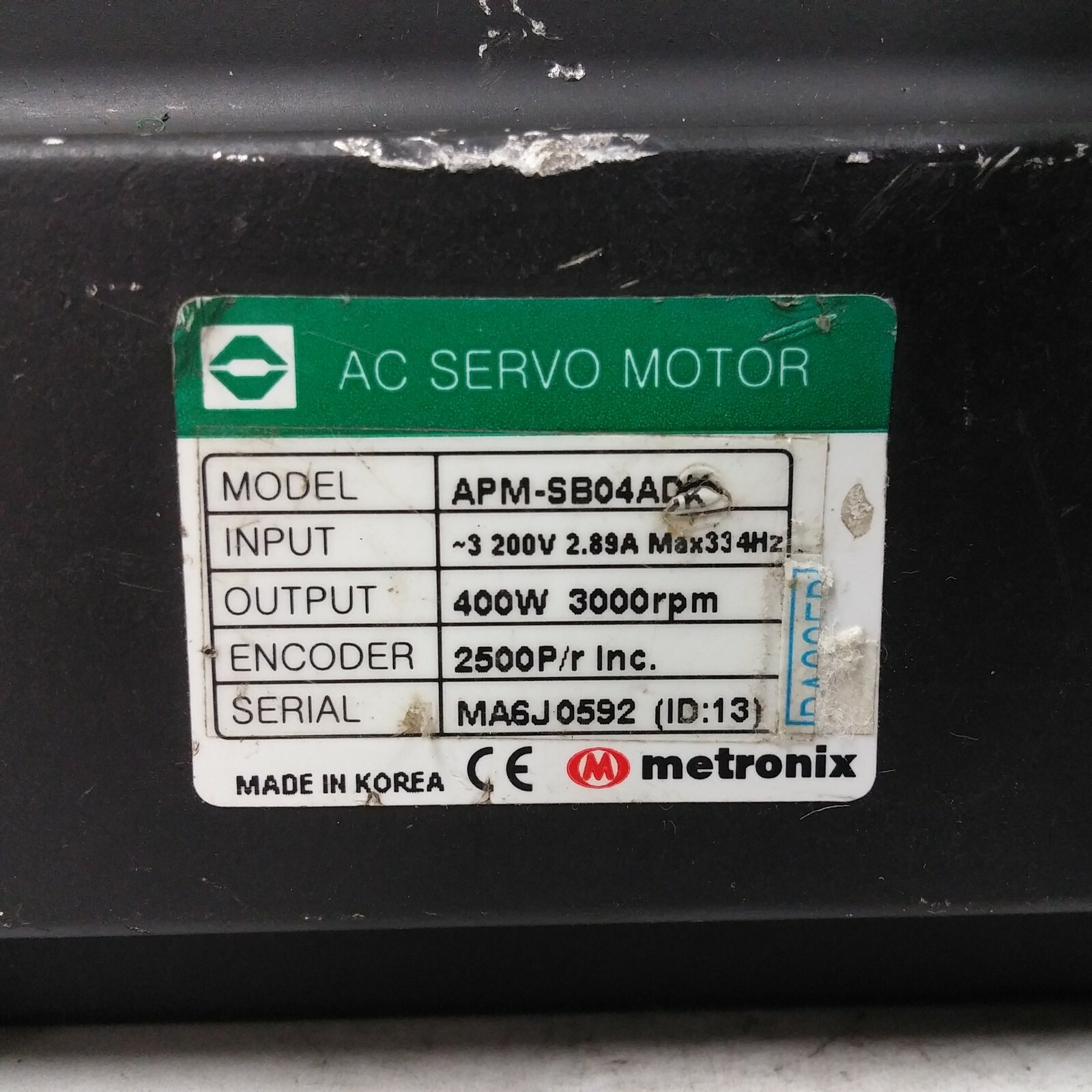 403-0401// METRONIX APM-SB04ADK AC SERVO MOTOR ASIS | eBay