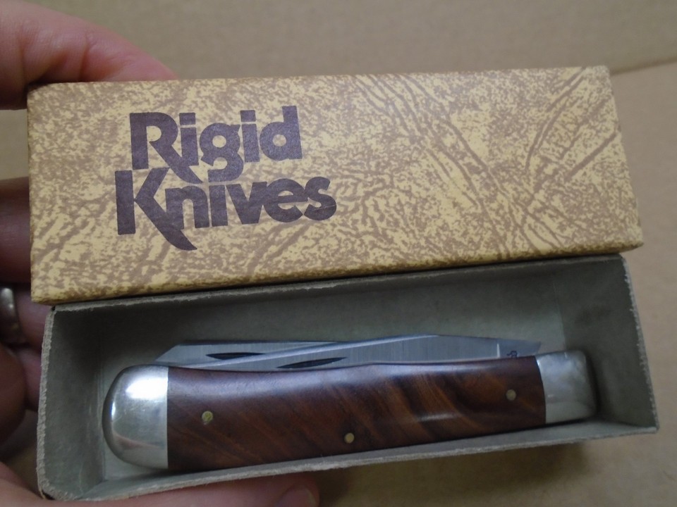 RARE RIGID KNIVES TRAPPER POCKET KNIFE USA MIB WOOD HANDLE | eBay