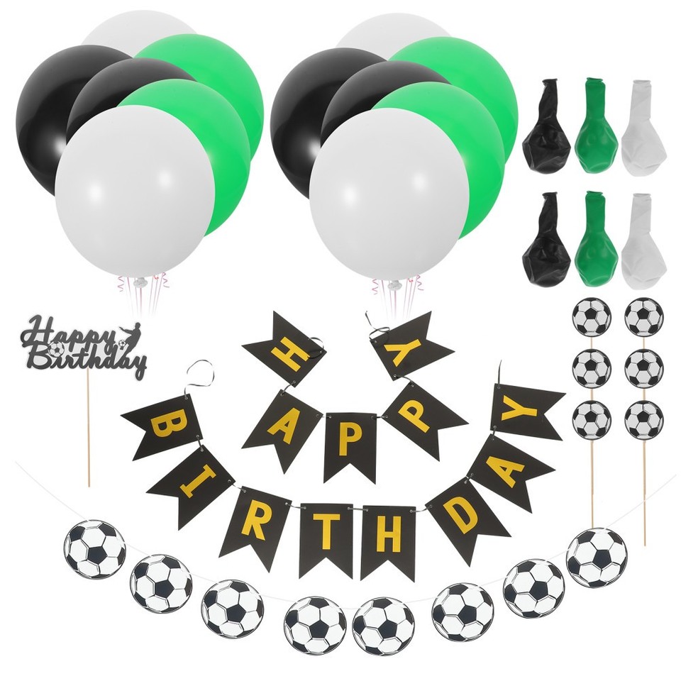 1 Set Soccer Party Decorations Soccer Cake Topper Banner Balloons Party ...