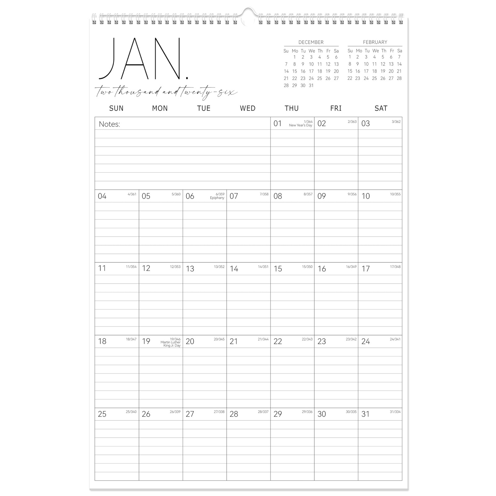 Large Wall Calendar 2026-2027, Vertical Calendar Wall 2026,