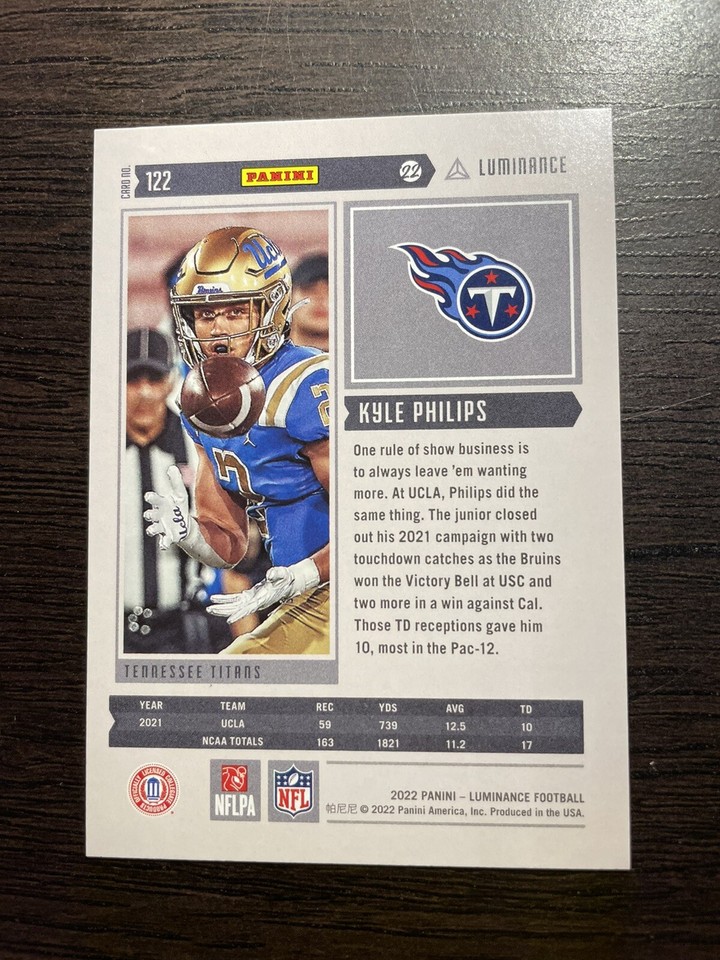 Kyle Phillips 2022 Luminance FOOTBALL #122 RC-Tennessee Titans/UCLA ...