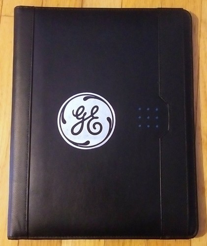 RARE GENUINE - GE GENERAL ELECTRIC COMPANY LEATHER DOCUMENT FOLDER WITH ...