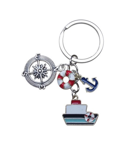 Boat Marine Themed Bag Jewelry Keychain, Compass, Anchor and Lifebuoy ...