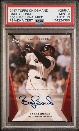 2017 Topps On Demand Barry Bonds Autographed #1/10 600 Homerun Club ...