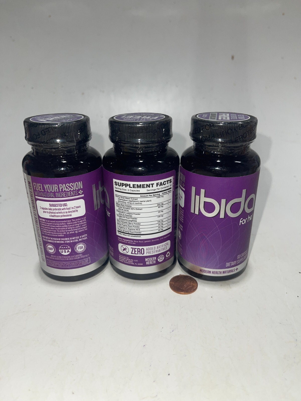 (Lot Of 3) Modern Naturals Libida For Her 60 Capsules Exp 05/25 Fuel ...