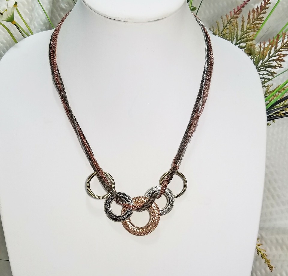 Tri-Color Ring Loops and Multi Strand Choker Necklace | eBay