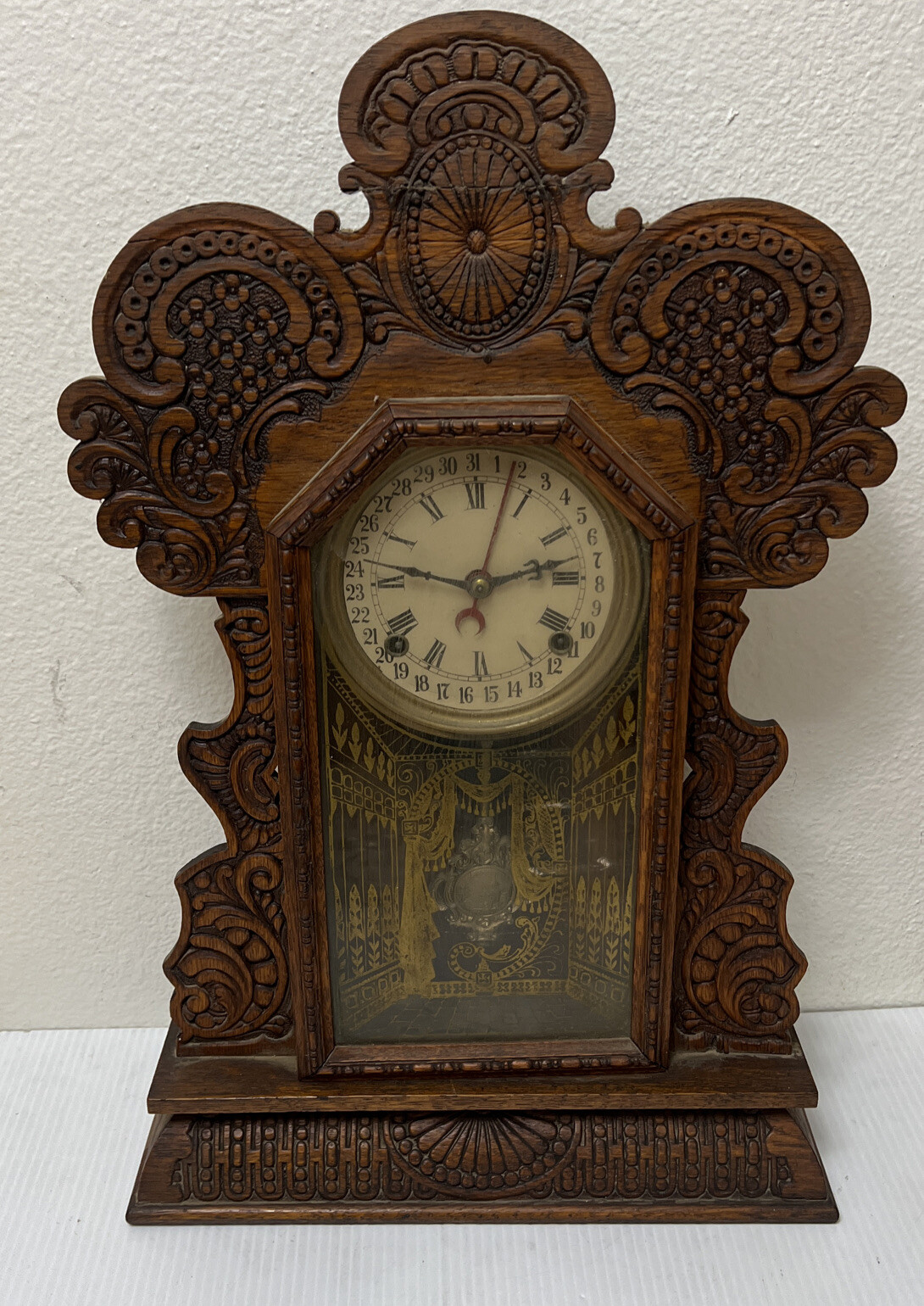 Ingraham Gila Model Parlor Mantle Clock, 8 Day T&S, Calendar, Oak Case ...