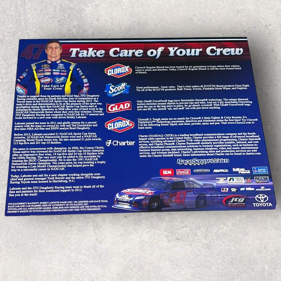 Bobby Labonte JTG CLOROX TOYOTA CAMRY #47 2012 signed 8x10 NASCAR HOFer ...