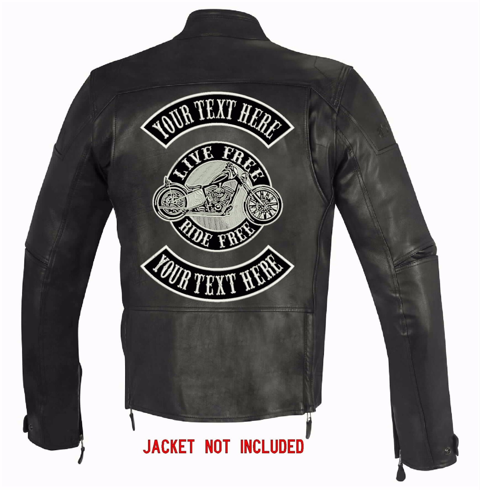 CUSTOM EMBROIDERED 3 pc MC ROCKER PATCH SET TOP BOTTOM CENTER ...