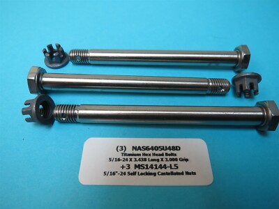 5/16 x 3.438 Titanium NAS6405U48D Bolts 3 +3 Light Weight MS14144L5 ...