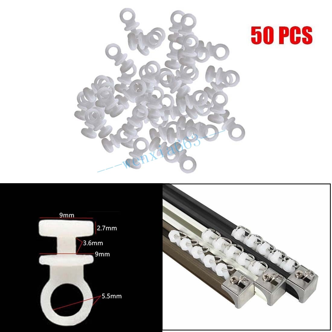 50X Curtain Track Durable Hooks Runner Fit For Camper Van Motorhome ...