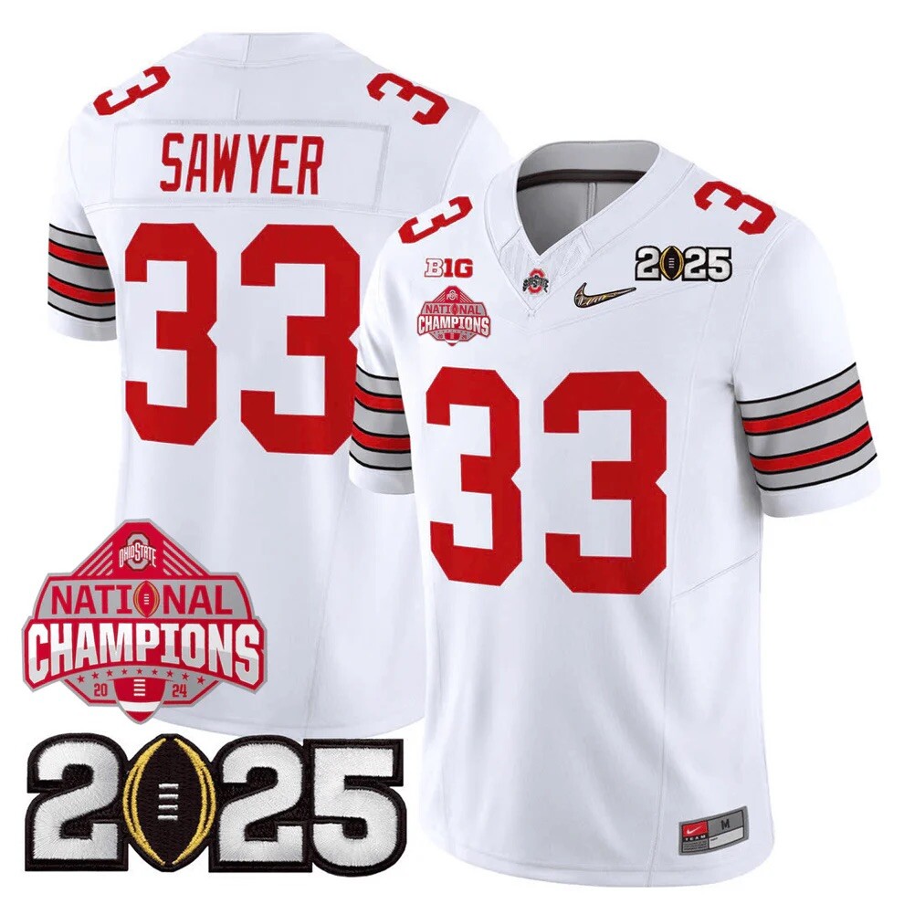 Men’s Jack Sawyer Ohio State Natty Jersey Buckeye stitched #33 White ...