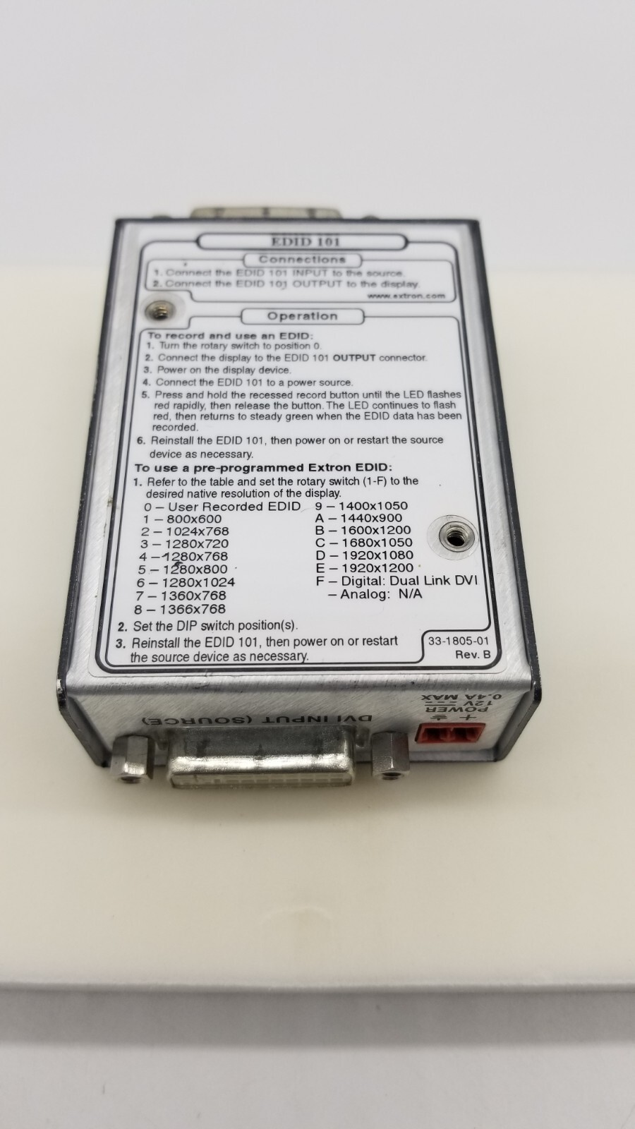 Extron EDID 101D EDID Emulator with EDID Minder for DVI 60-990-01 | eBay