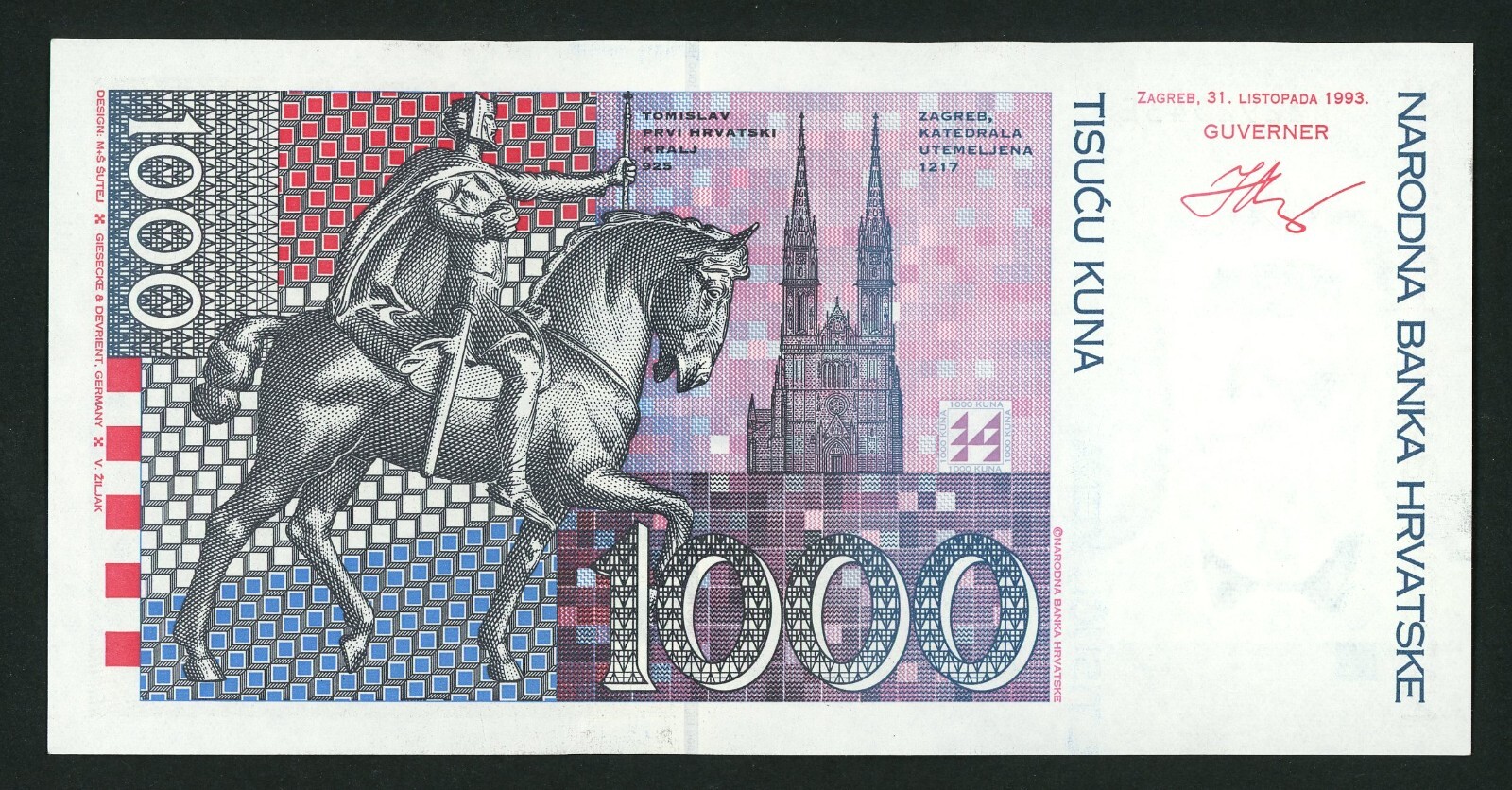 🔴CROATIA 1000 Kuna 1993 UNC P35a A2292543E🔴Highest denomination! | eBay