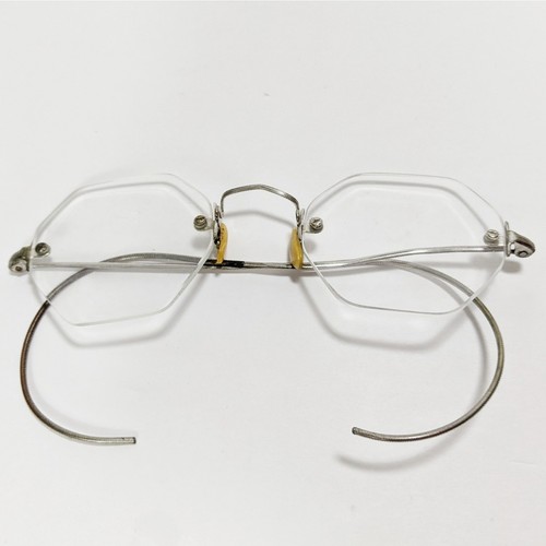 Vintage antique eye glasses spectacles Made in USA metal wire octagon ...