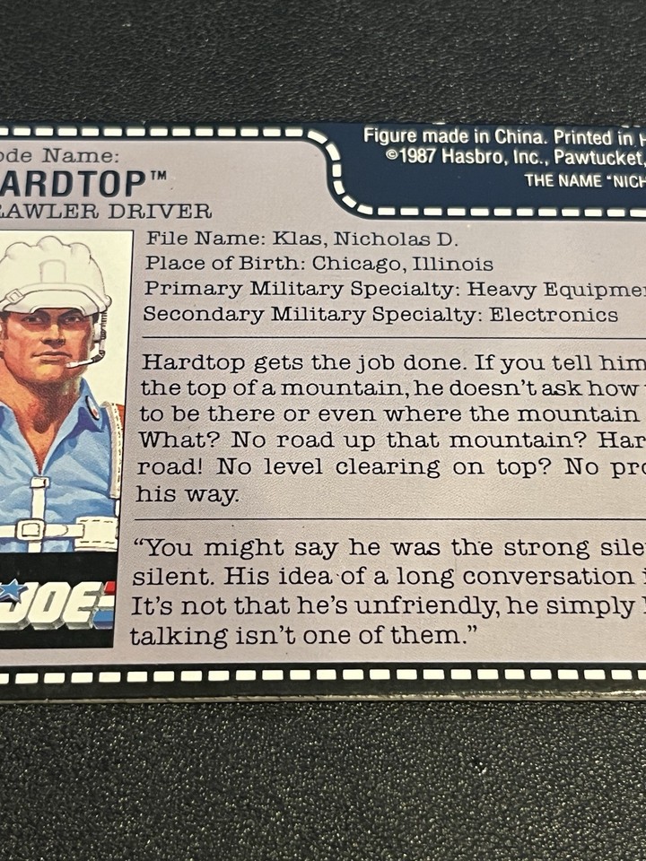 gi joe lot File Card 1987 Hardtop Red Back Great Condition Rare uncut ...