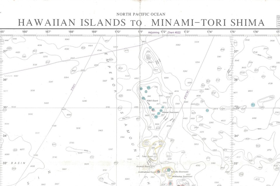4521 Hawaiian Islands Minami Tori Shima North Pacific Ocean Chart Map ...