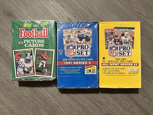 1990&1991 NFL Football Card Box Bundle–Topps&Pro Set Series I&II–Sealed ...