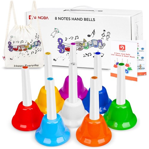 Hand Bells Set 8 Note Handbells Set Colorful Diatonic Metal Bells ...