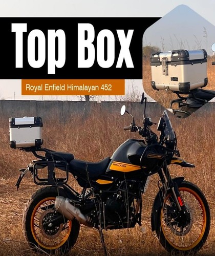 ALUMINIUM TOP BOX SILVER 35 L FIT FOR ROYAL ENFIELD NEW HIMALAYAN 450 ...