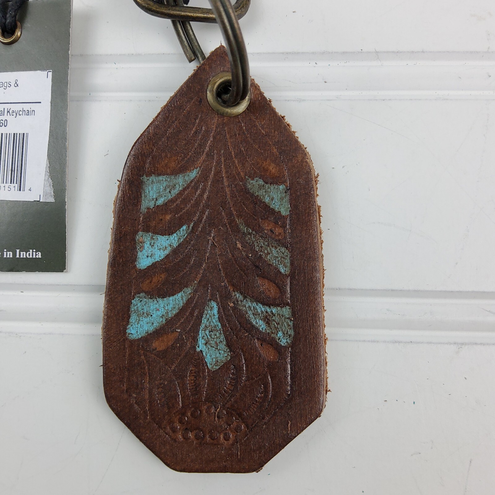 Myra Bag Floral Turquoise Tooled Leather Key Fob Key Chain | eBay