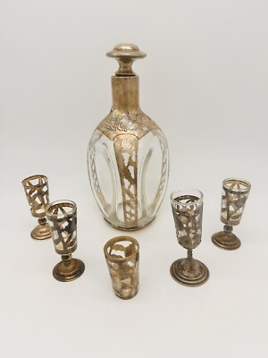 Haig’s Pinch Whiskey 3-Sided Bottle + Shot Glasses Sterling Silver ...