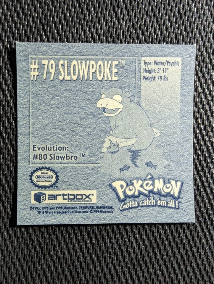 Slowpoke #79 Pokemon 1999 Artbox Sticker NM | eBay