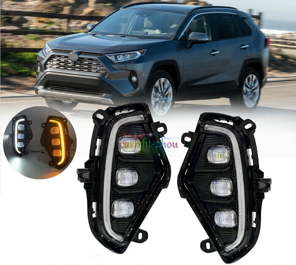 Daytime Running Light For 2019-2021 Toyota RAV4 LED Fog Lamps W/Turn ...