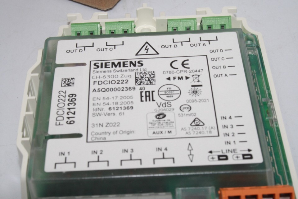 Siemens FDCIO222 Cerberus PRO 4-Way Input/Output Module (Switches Up To ...