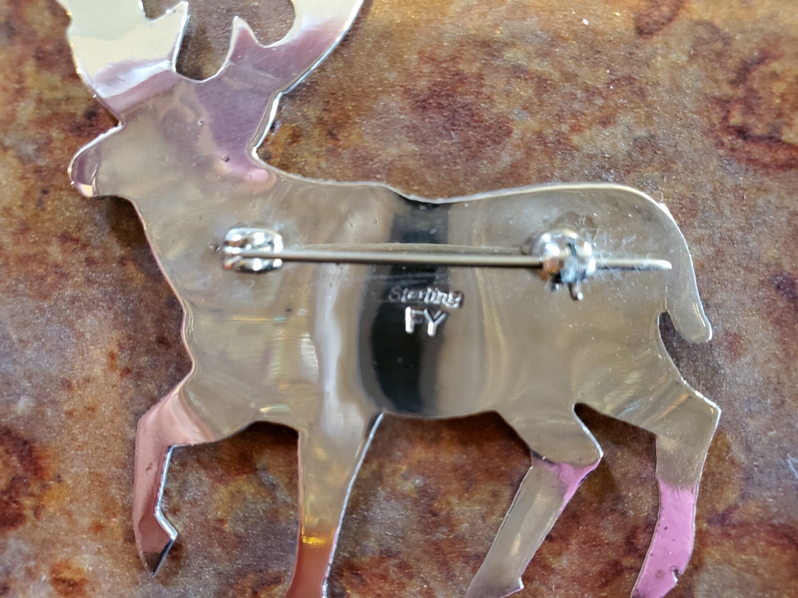 Native American FRANK YAZZIE Signed FY Sterling Silver Mule Deer Buck ...