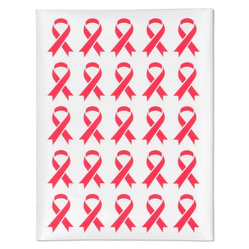 Fluorescent Red Ribbon Awareness Stickers - 2 x 1.4 Inch 300 Labels ...