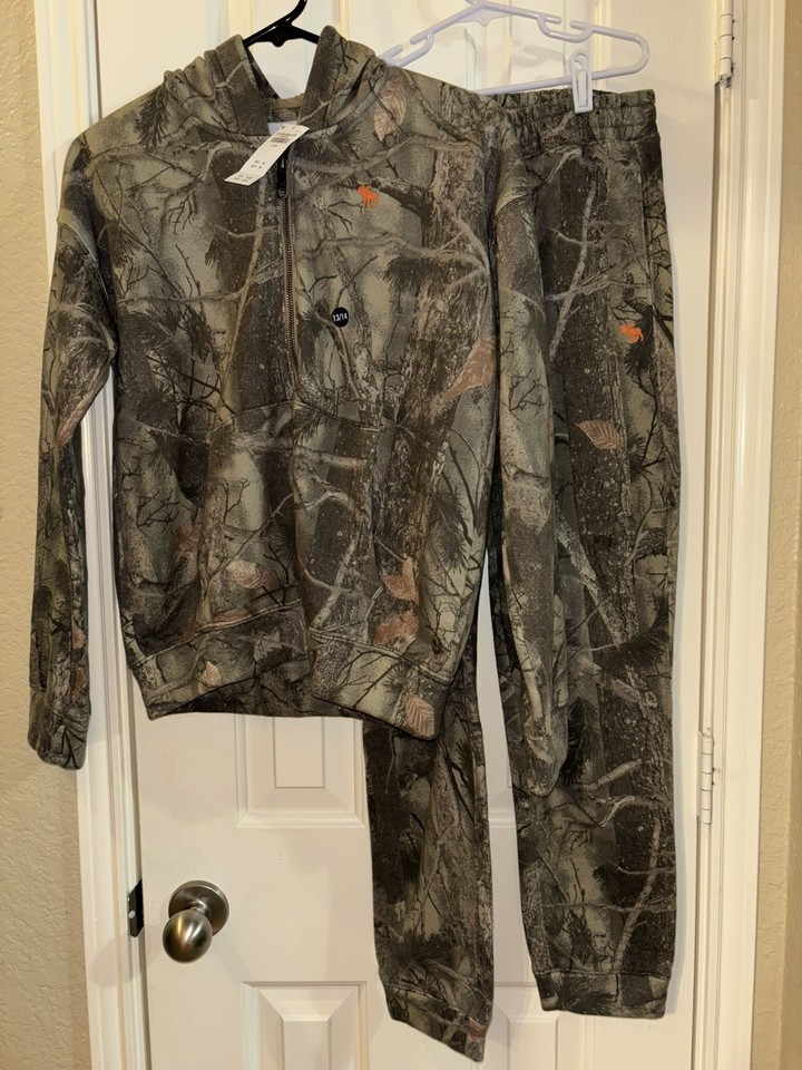 Abercrombie Boys 13/14 Camo Essential Icon Full Zip Hoodie & Pants ...