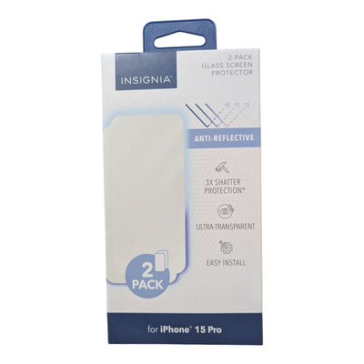 O6. Insignia Tempered Glass Screen Protector for Apple iPhone 15 Pro 2 ...