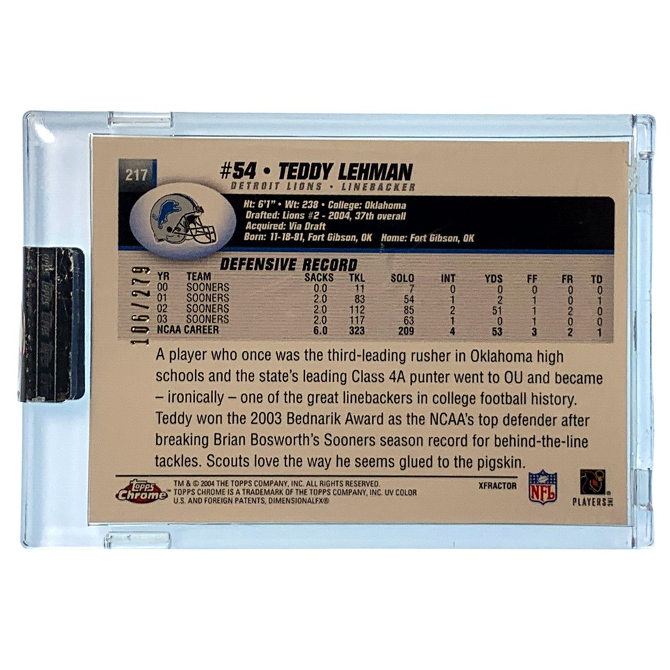 2004 Topps Chrome Teddy Lehman #217 Gold X-Fractor RC Uncirculated 106/ ...