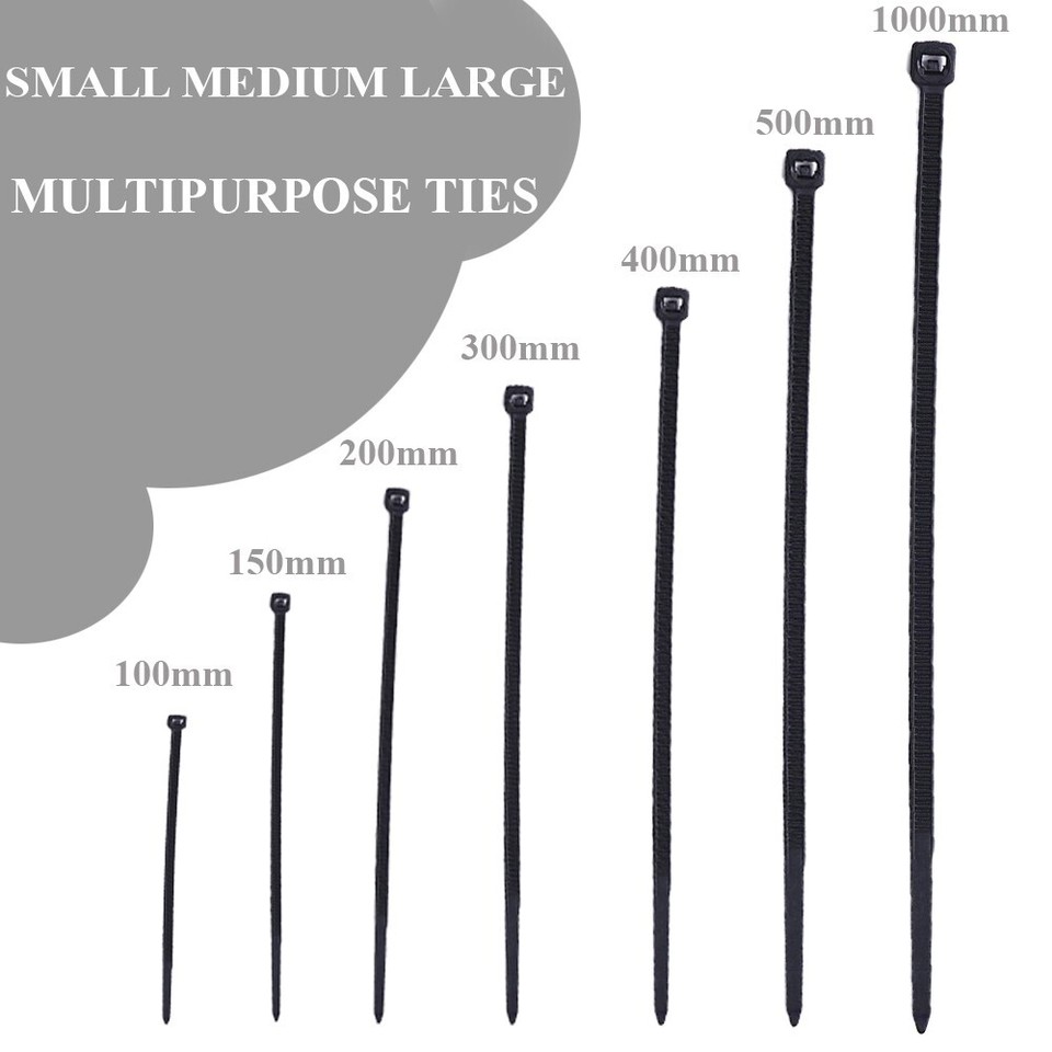 500 Pack Assorted Sizes Cable Ties 100/150/200/300 mm Heavy Duty Zip ...