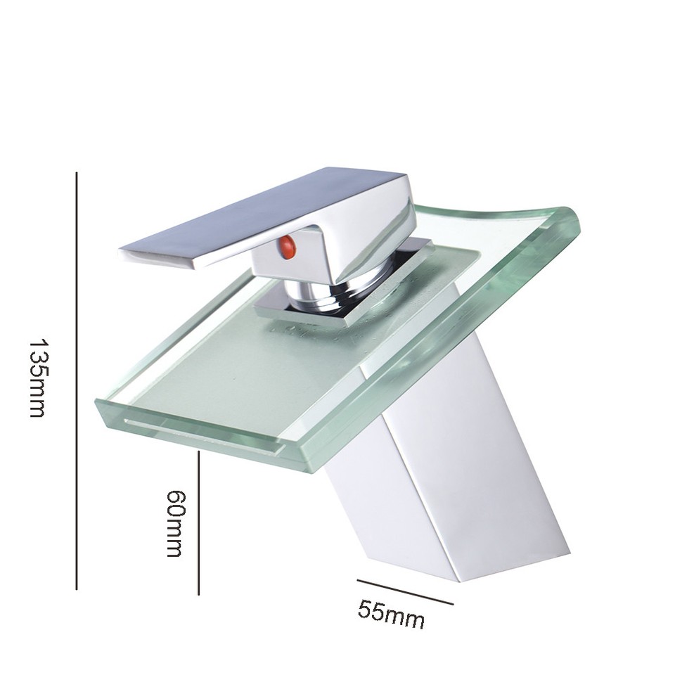 Bathroom Chrome Brass Glass Spout Waterfall Basin Faucet Vessel Sink ...