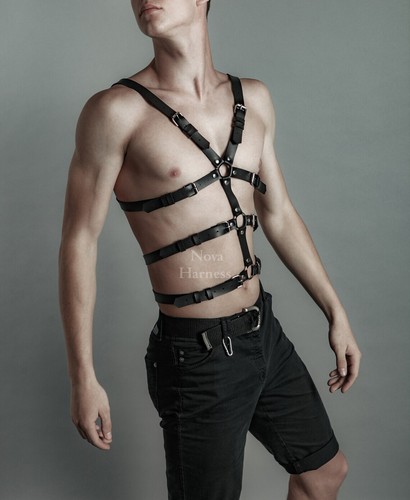 Leather Harness Men Gay Bdsm Black Chest Kinky Body Rave Plus Size Man