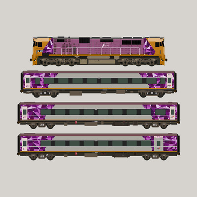 N Class V/Line Loco N471 3 Car Carriage Set HO Scale Removable Wall Art ...