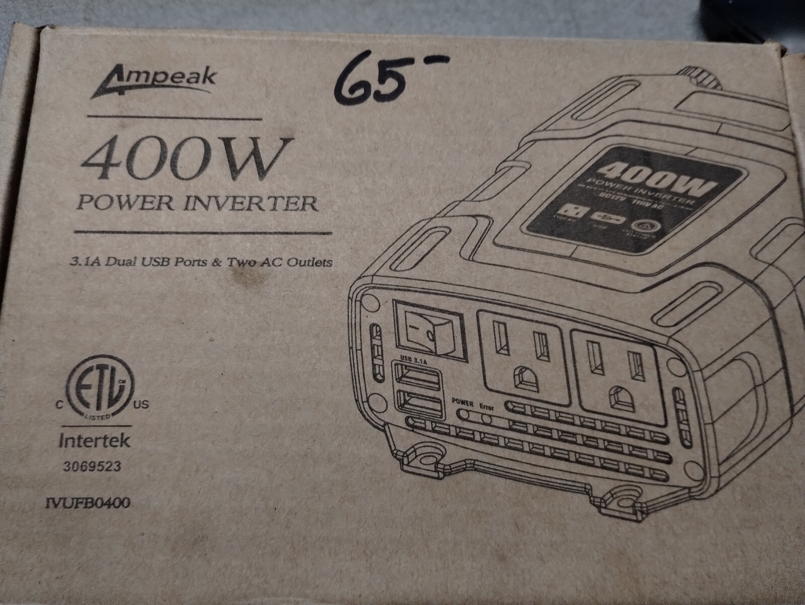 Ampeak 400W Power Inverter DC 12V to 110V AC Car Inverter with 3.1A ...