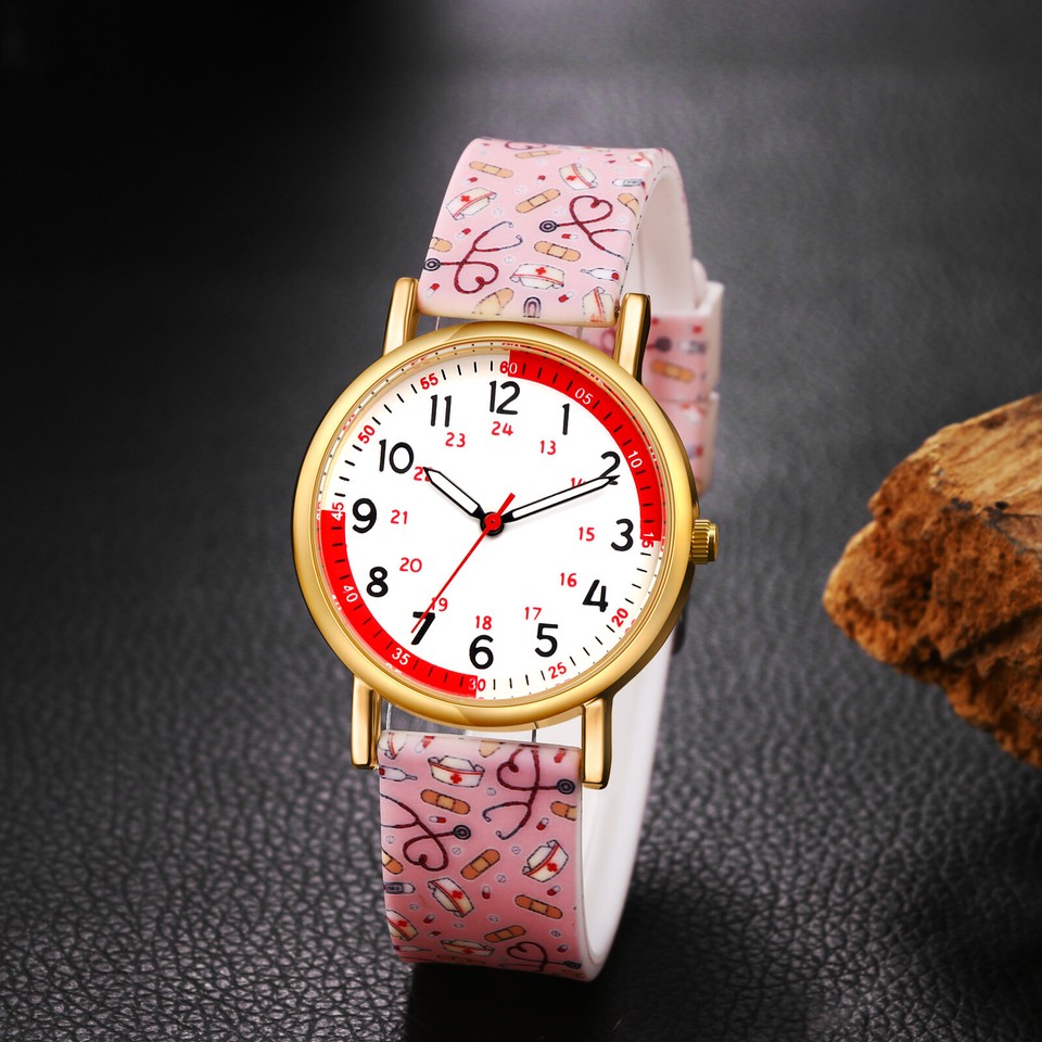 Waterproof Women's Nurse Watch Easy Read Dial Silicone Band Analog ...